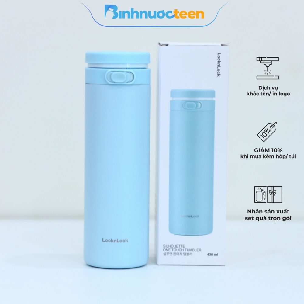 Bình Giữ Nhiệt LocknLock LHC3274 430ml Silhouette One Touch - Binhnuocteen